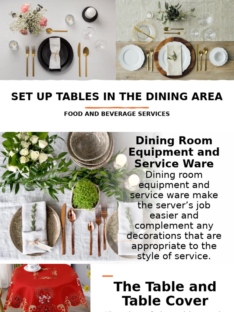 Set Up Tables in The Dining Area | PDF