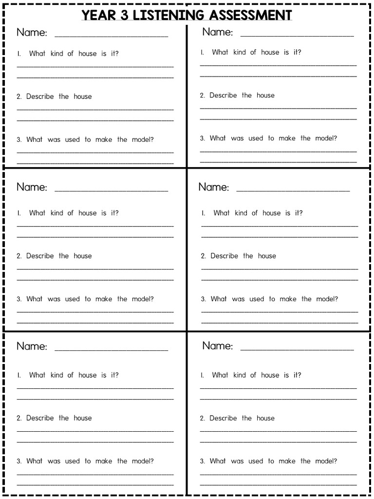 Year 3 Listening Assessment | PDF