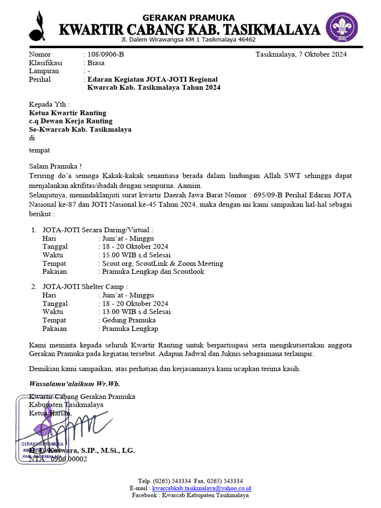 108 - Surat Edaran Jota Joti 2024 Fixs | PDF