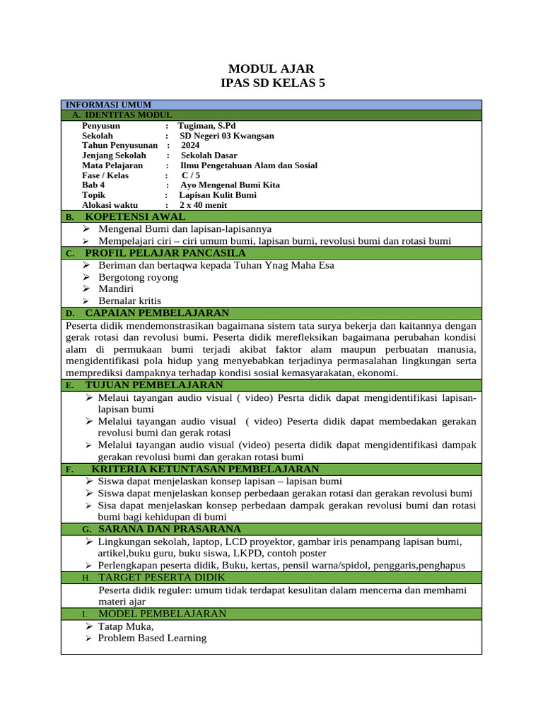 Modul Ajar - Tugiman - 2023240058 | PDF