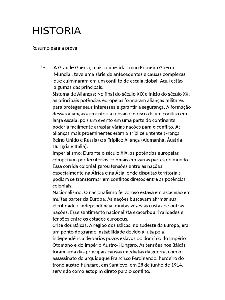 Resumo Historia Cap 1 e 2 | PDF