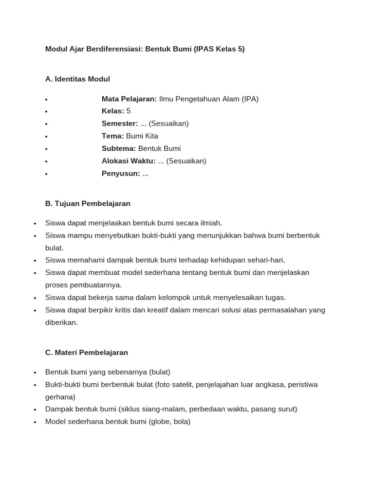 Modul Ajar Berdiferensiasi IPAS | PDF
