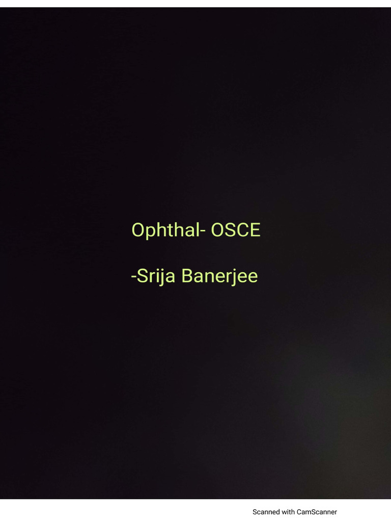 Ophthalmology OSCE | PDF