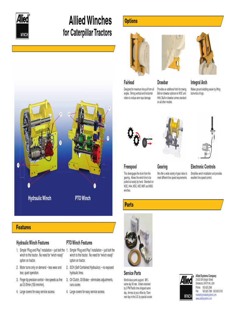 Allied Winches for Caterpillar Tractors | PDF | Tractor | Vehicles