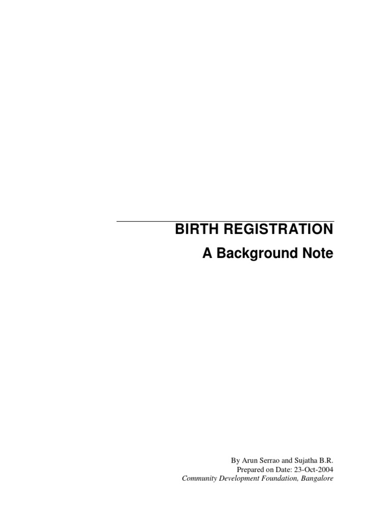 Birth Registration Background | PDF | Birth Certificate | Social ...