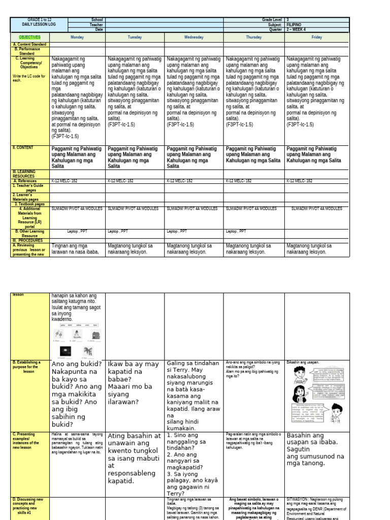 WEEK4 DLL FILIPINO | PDF
