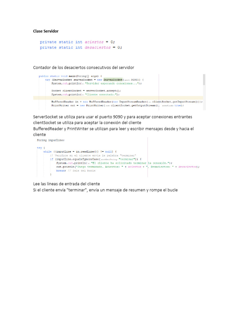 Clase Servidor y Cliente en Java | PDF