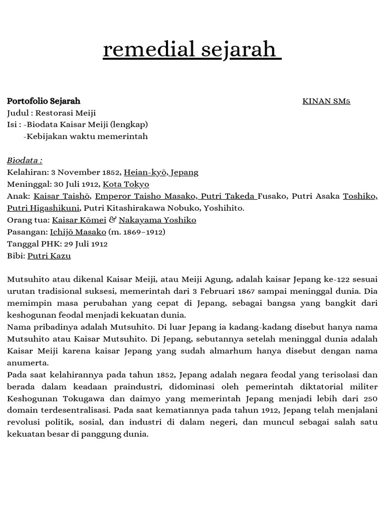 Remedial Sejarah Kinan sm5 | PDF