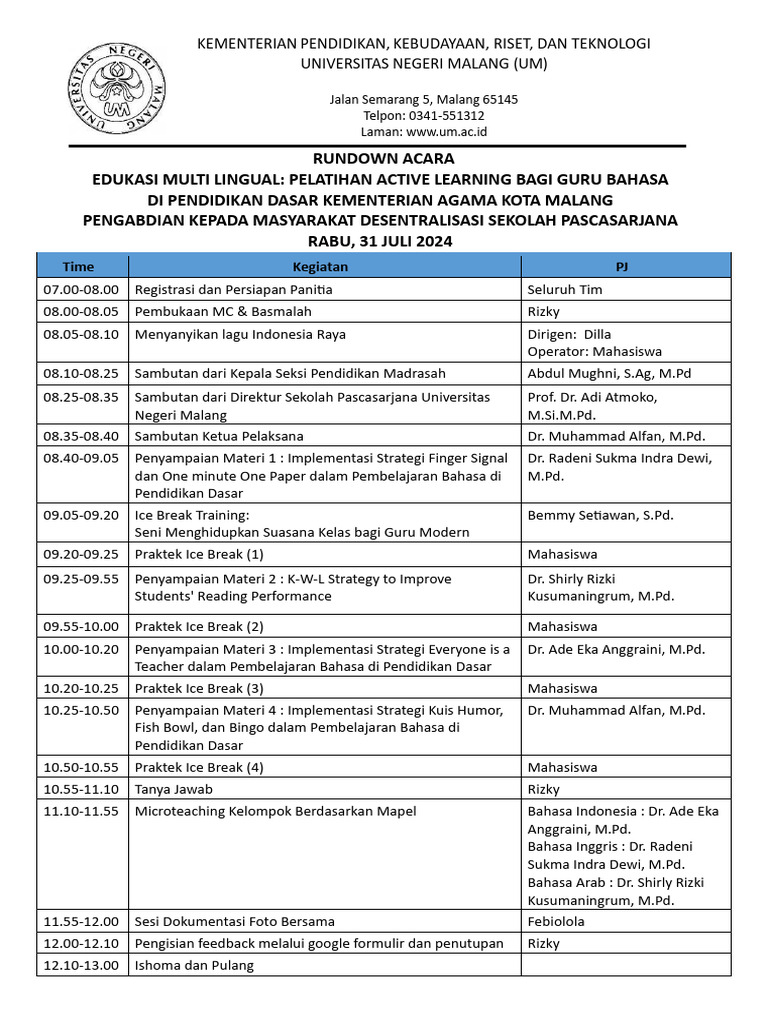 Rundown Acara (Fix) | PDF