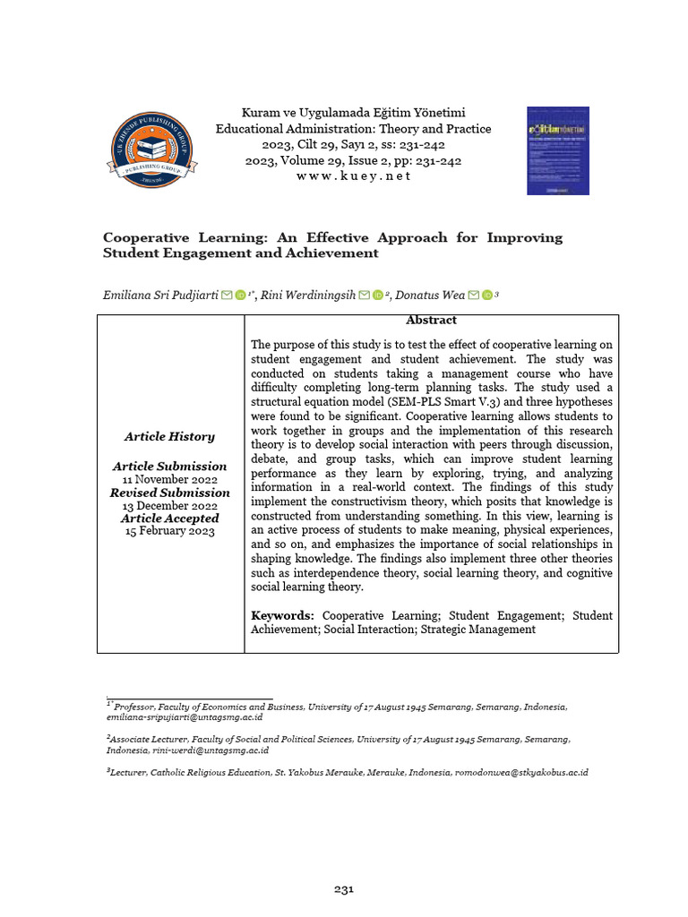 Cooperative Learning: An Effective Approach For Improving Student ...