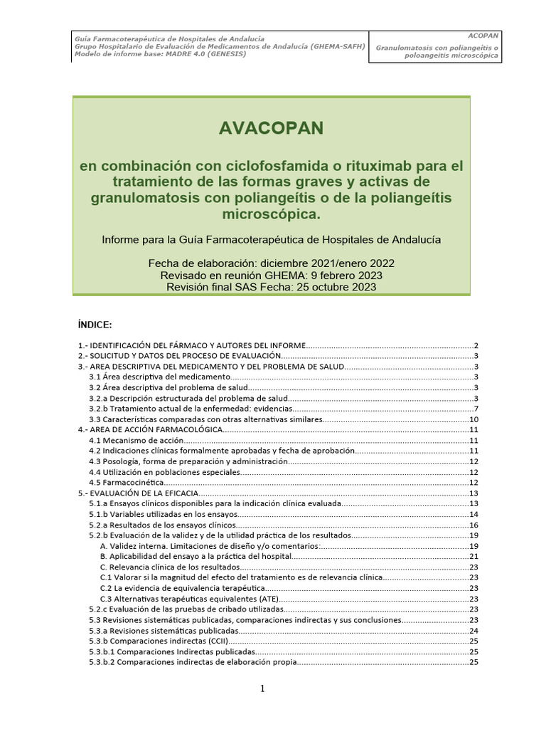 Avacopan Granulomatosis Poliangeitis Ghema 0 | PDF