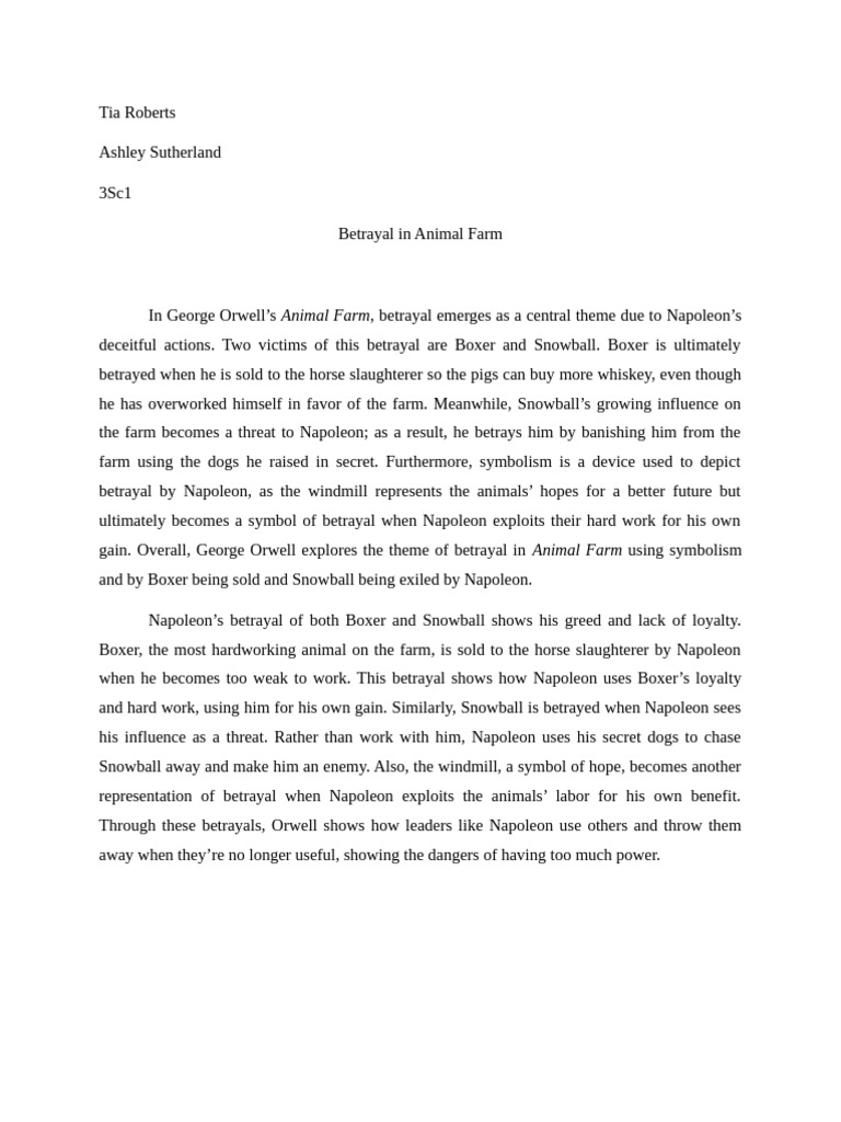 Betrayal in Animal Farm | PDF