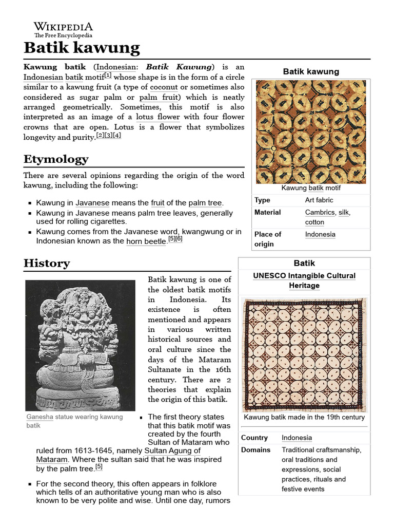 Batik Kawung - Wikipedia | PDF