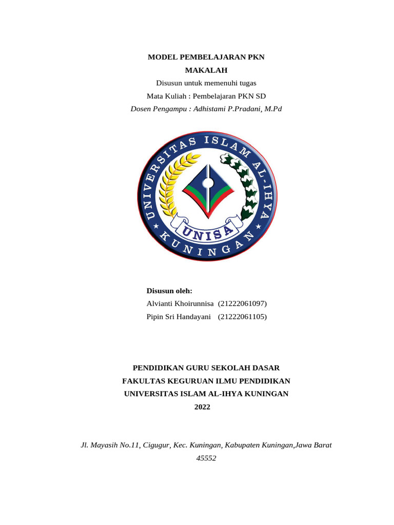 Kel 7 - MODEL PEMBELAJARAN PKN - Alvianti Dan Pipin | PDF