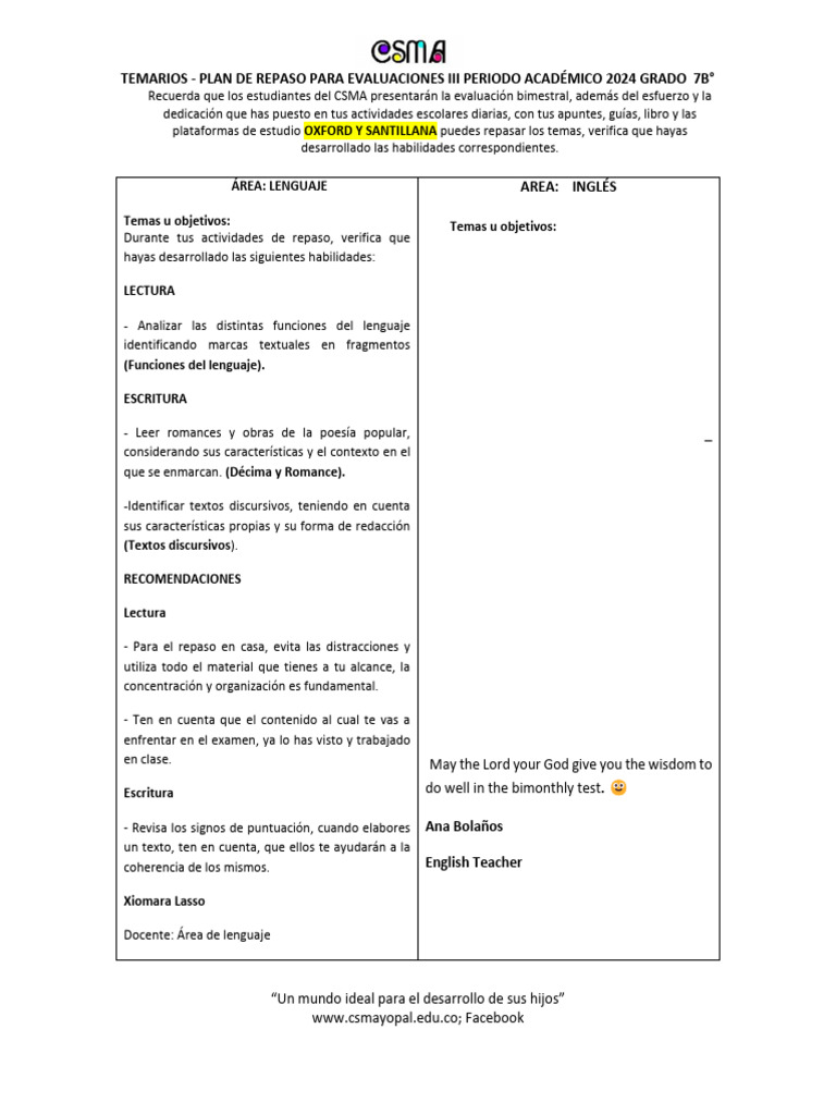 TEMARIOS - Séptimo B IIIP-2024 | PDF