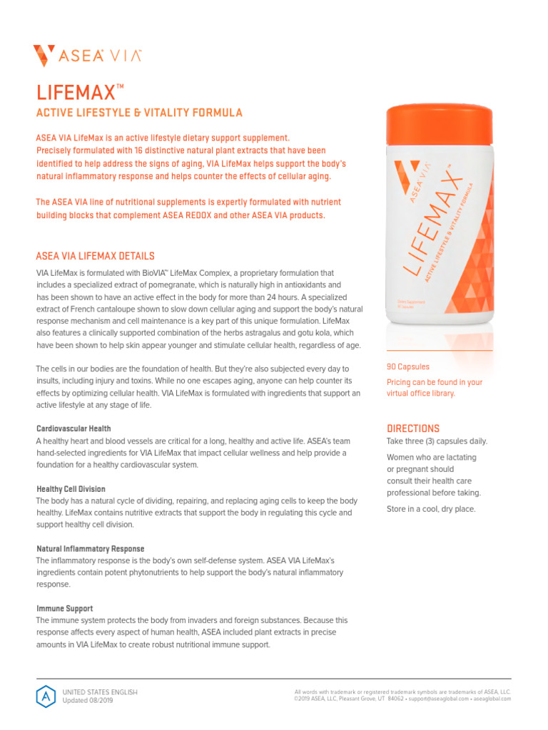 ASEA Via LifeMax Product Information Page US en | PDF
