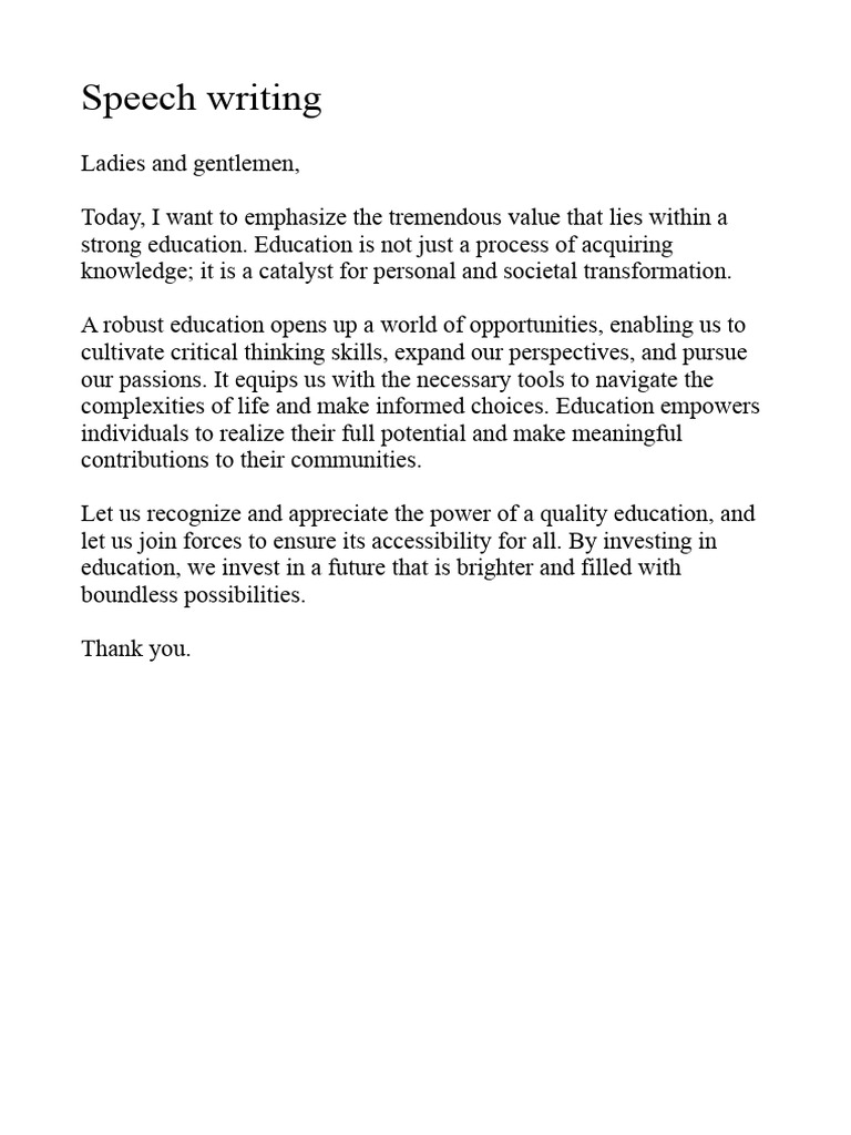 Speech Writing | PDF