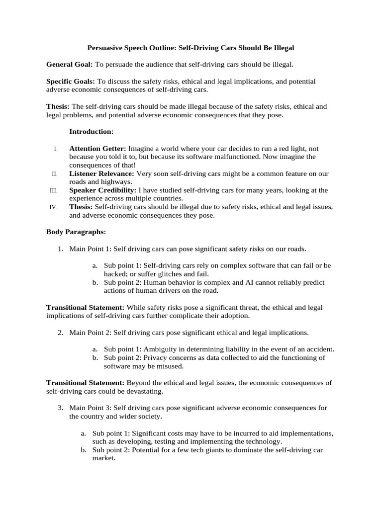 1 Page Persuasive Speech Outline | PDF