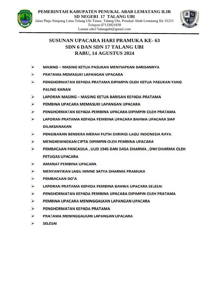 Tata Tertib Upacara Pramuka | PDF