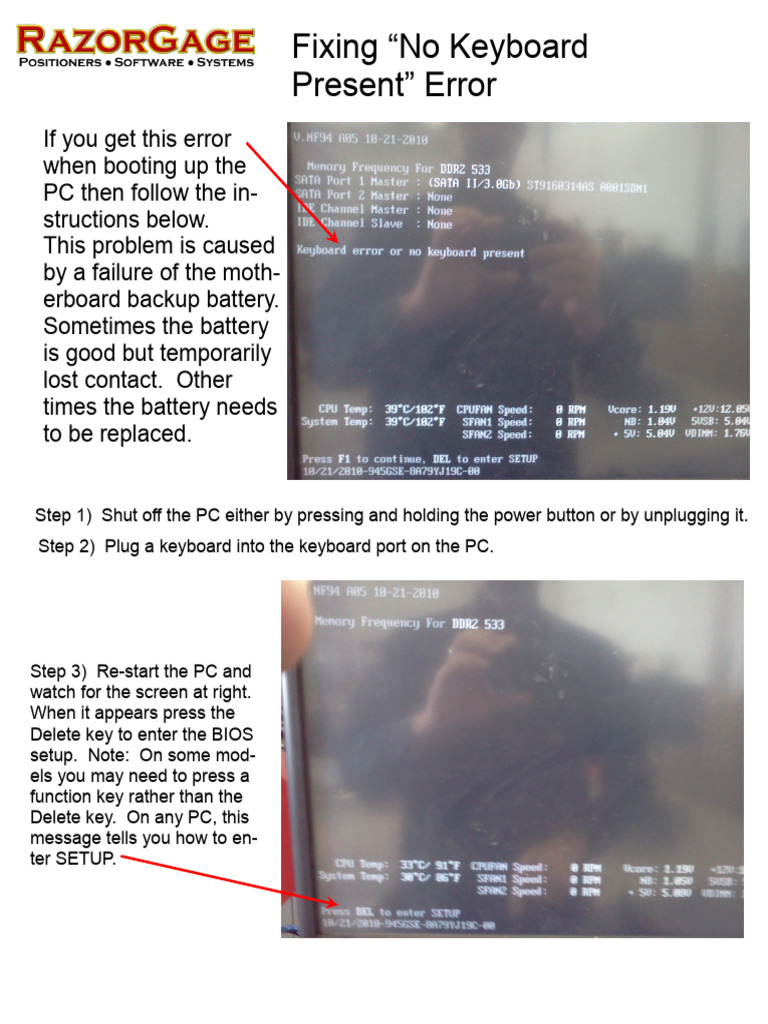Bios Issue Fix No Keyboard Present 2 | PDF