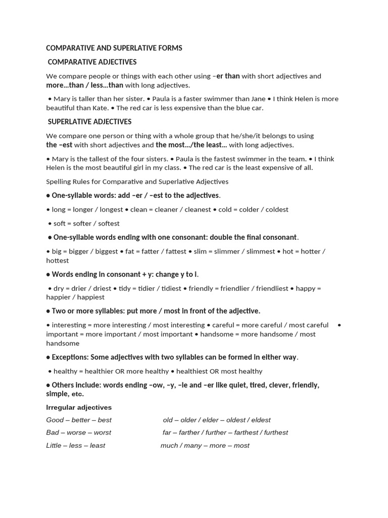Comparative and Superlative Forms | PDF