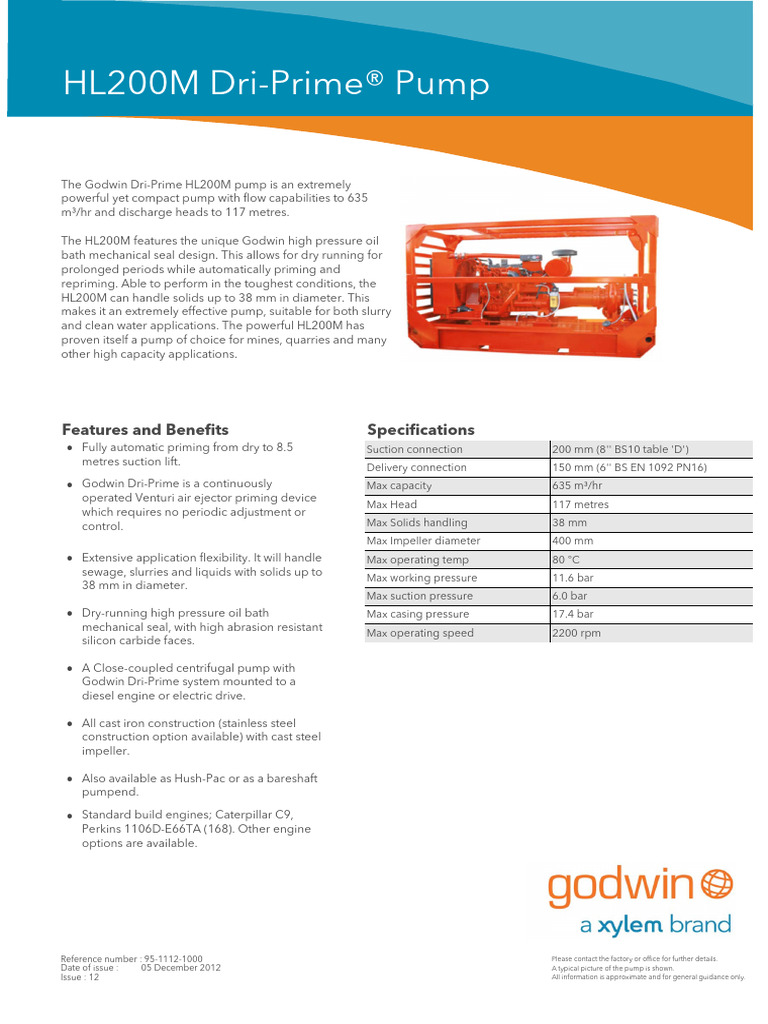 Hl200m Open Set Emea Apac Flyer 95 1112 1000 Eng 12 | PDF | Pump
