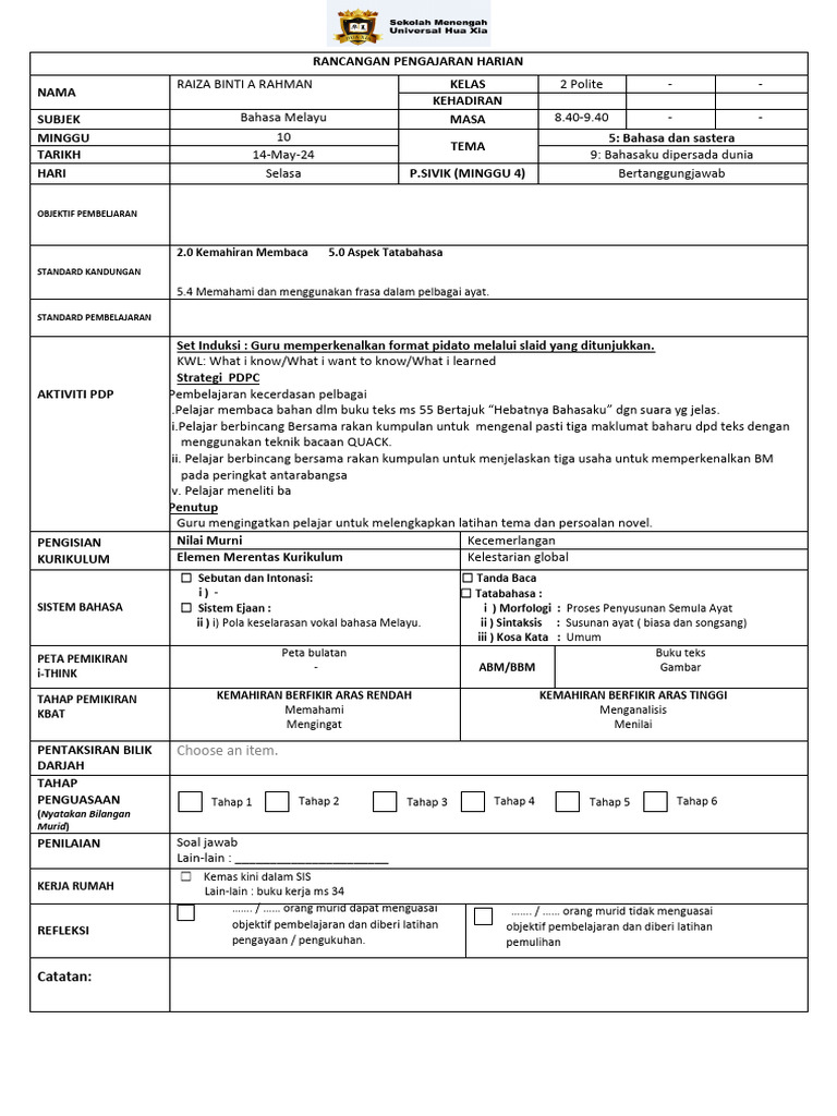 RPH T2 Minggu 10 | PDF
