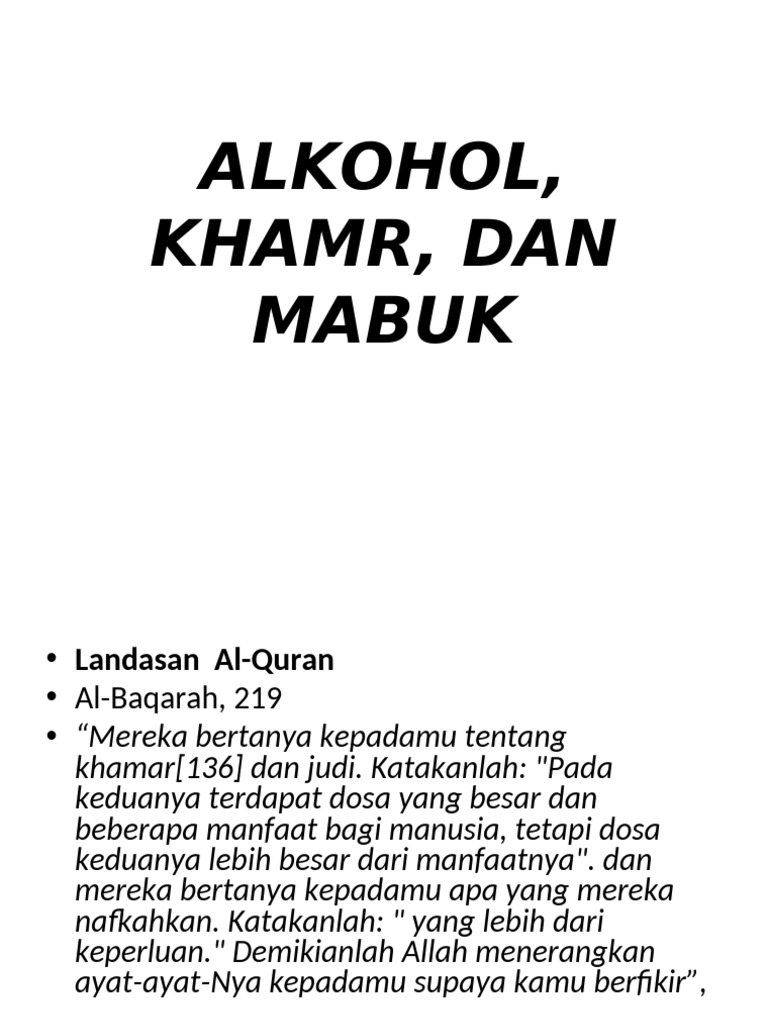 Alkohol, Khamr, Dan Mabuk | PDF