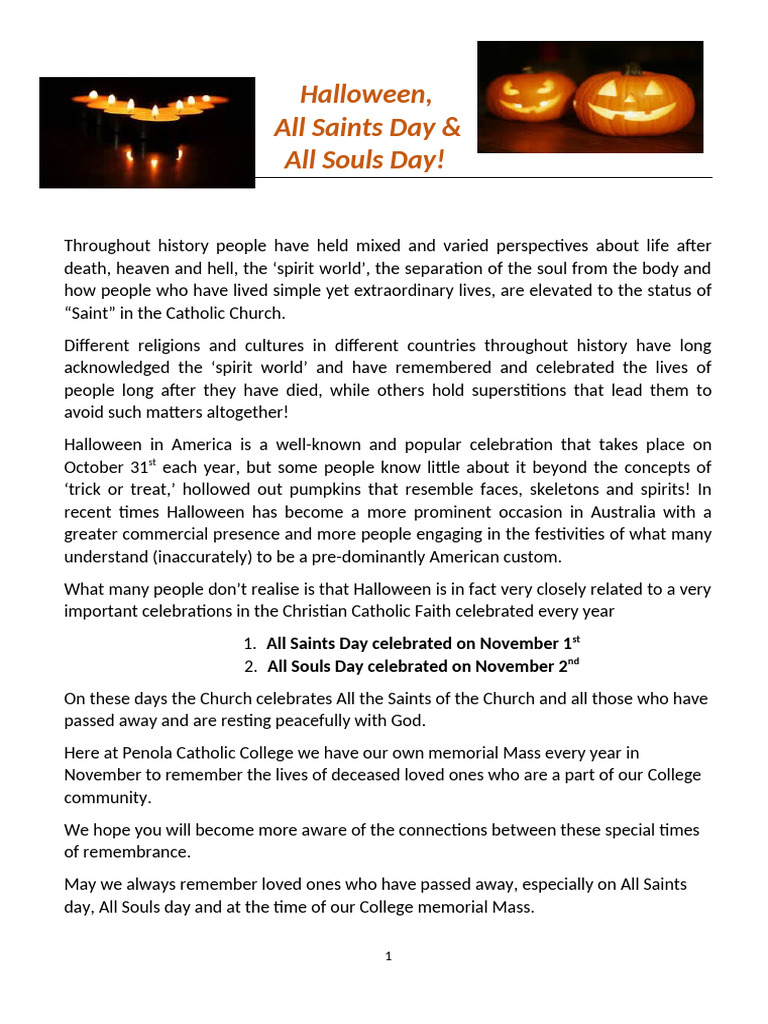 WK 1 Halloween All Saints & All Souls | PDF