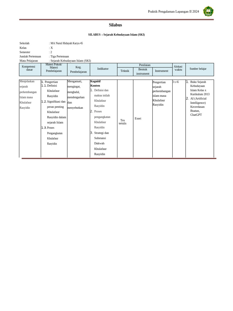 Silabus PPL II | PDF
