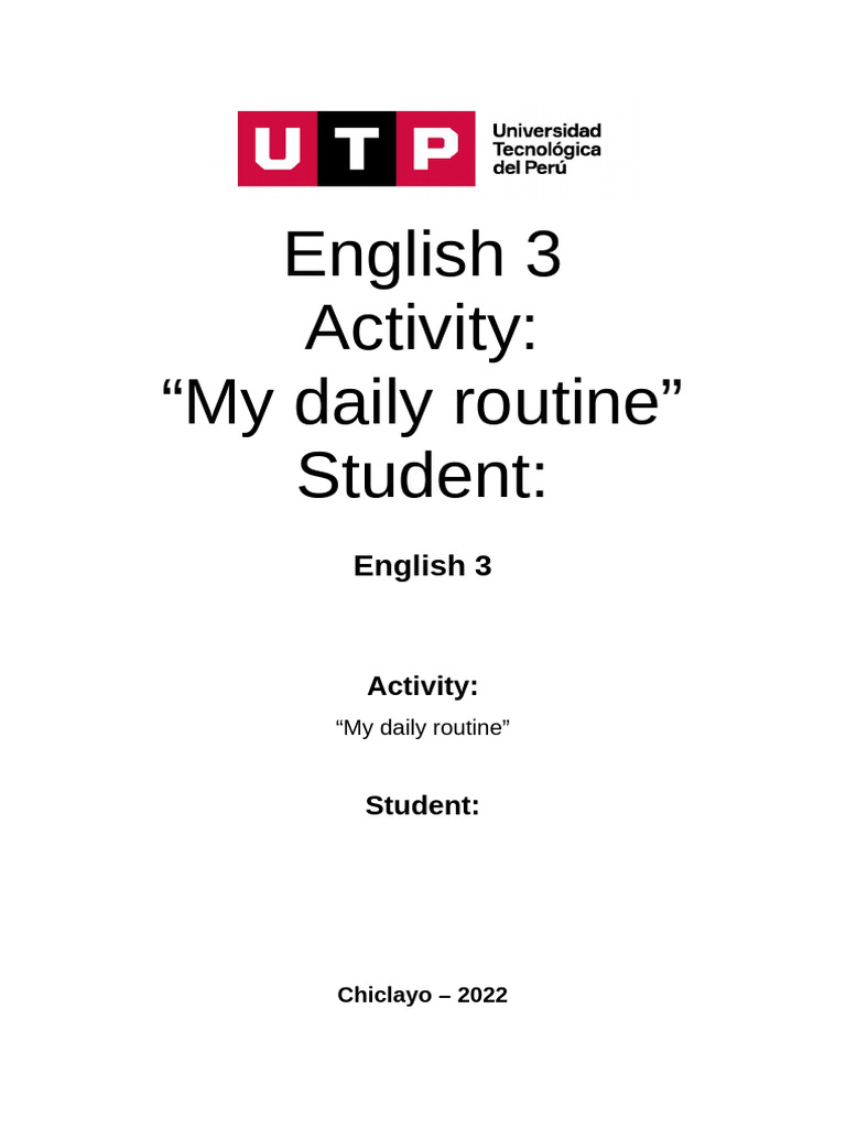 Week 01 - Task Assignment - My Daily Routine | PDF