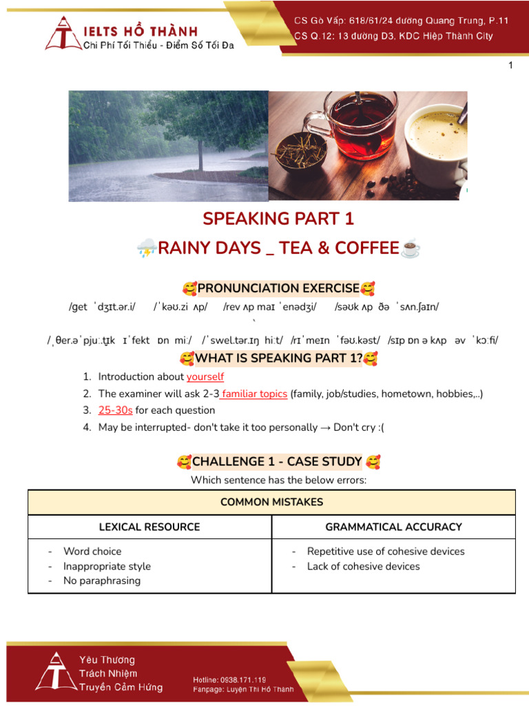 Handout Rainy Days - Tea & Coffee | PDF