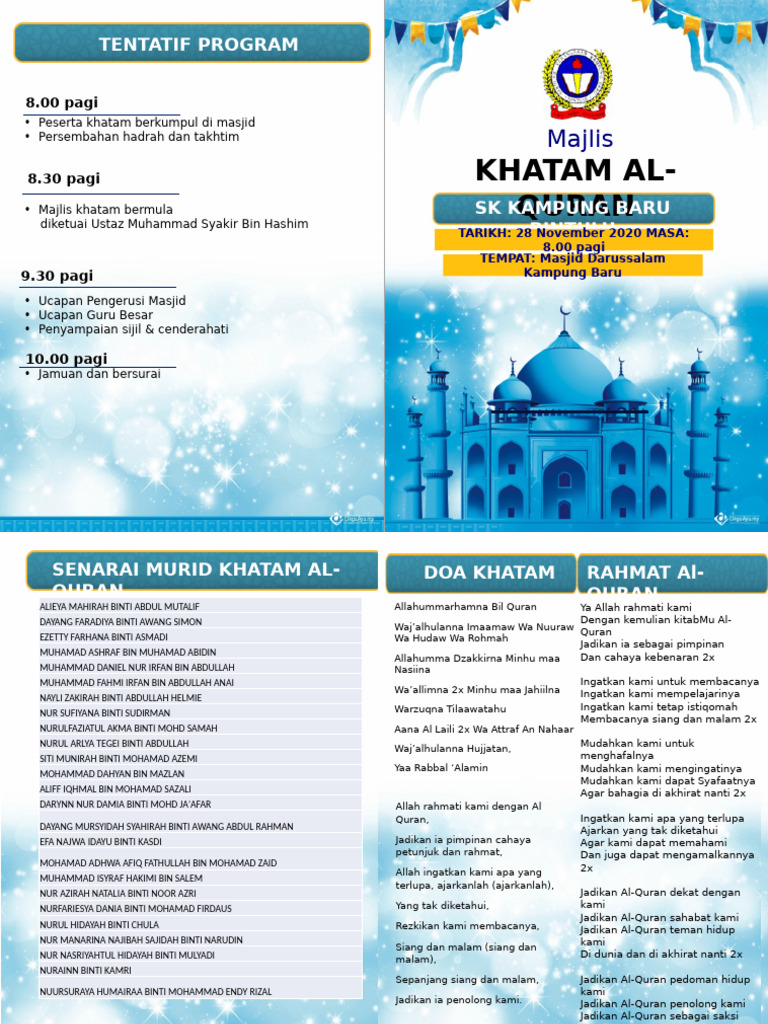 BUKU PROGRAM Majlis Khatam Al Quran | PDF
