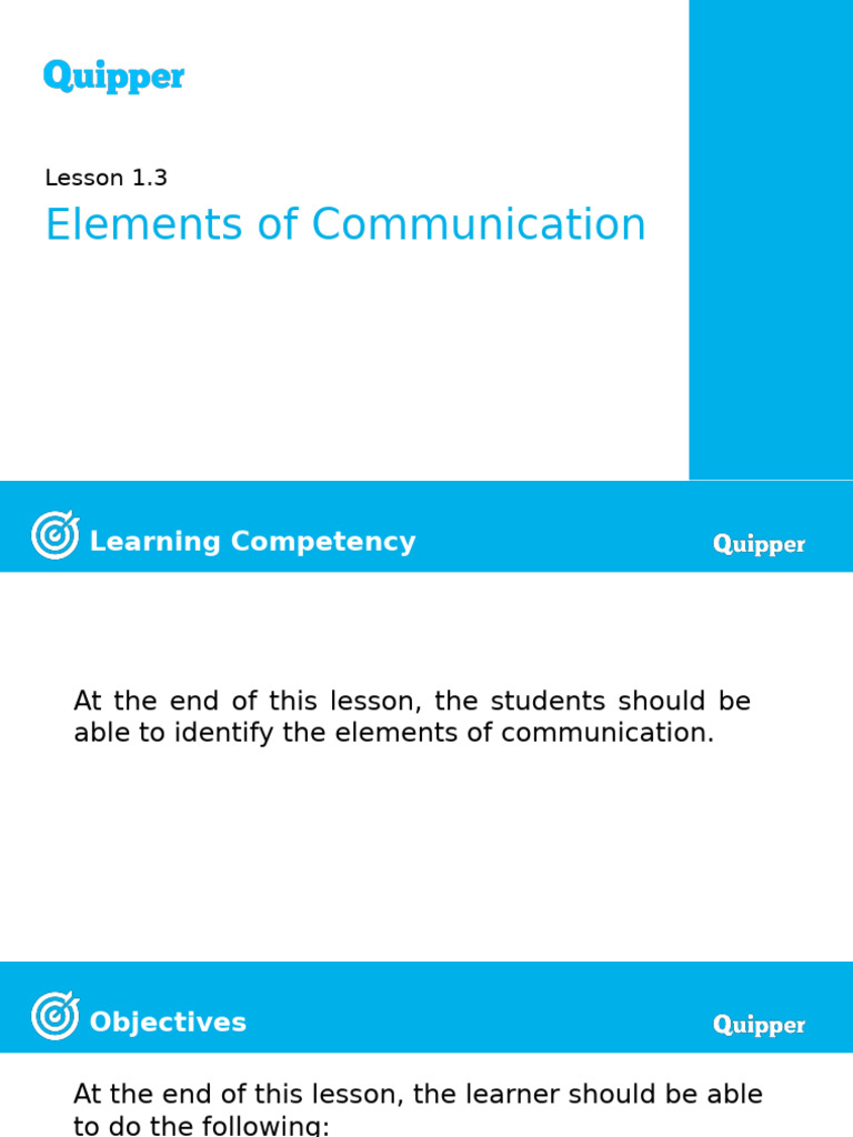ME EngOCC 11 Q1 0103 - PS - Elements of Communication | PDF