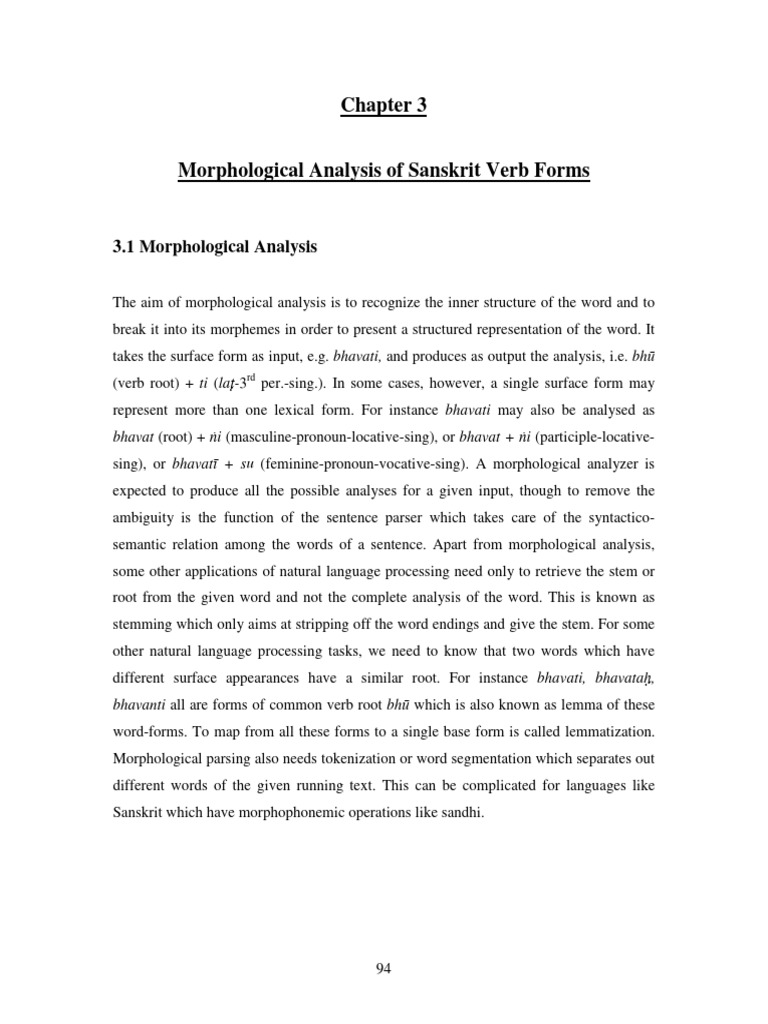 Silo - Tips Chapter 3 Morphological Analysis of Sanskrit Verb Forms | PDF