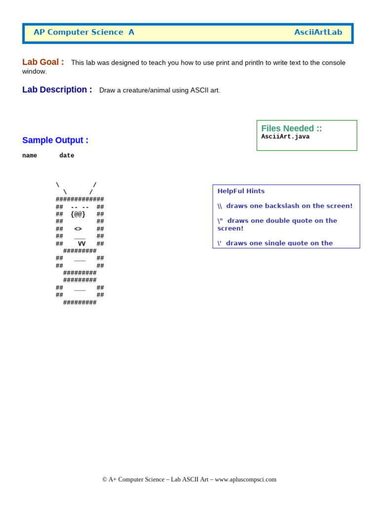 Ascii Art Lab | PDF