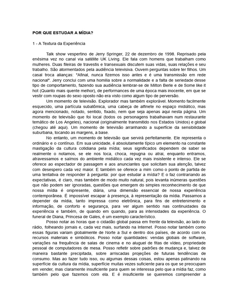 Por Que Estudar A Mídia - Silverstone - Cap 01 | PDF