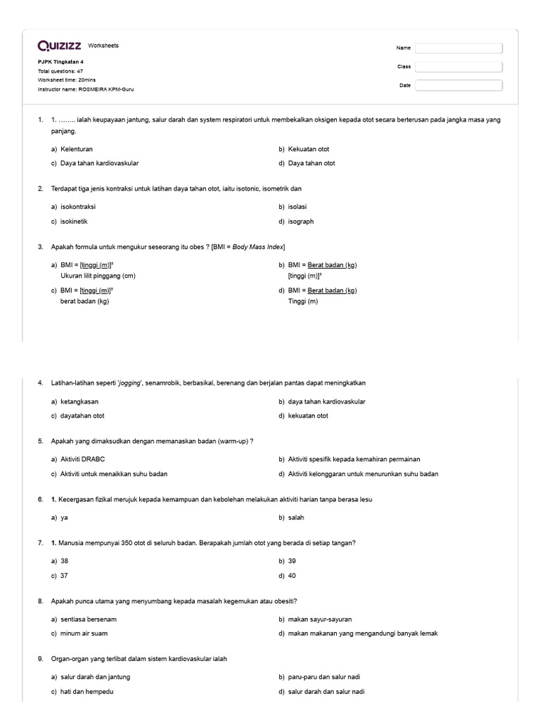 PJPK Tingkatan 4 _ Quizizz | PDF