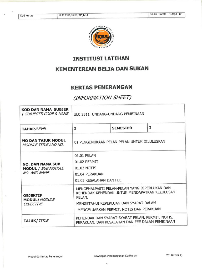1.01-1.05 Pelan KPD PBT | PDF