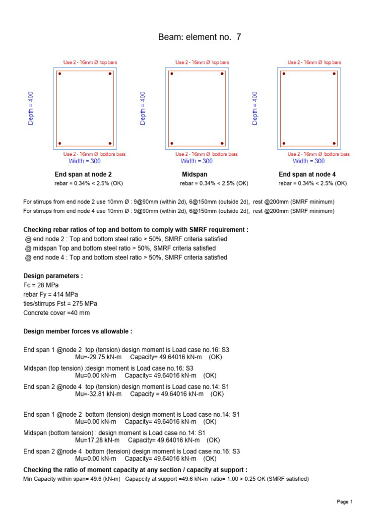 Concrete - Beam - Design (SMRF) | PDF