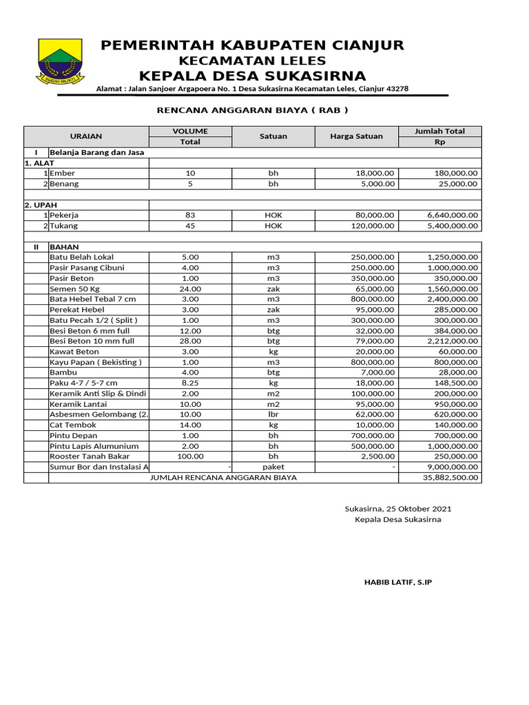 Rab Proposal Sanitasi MCK | PDF