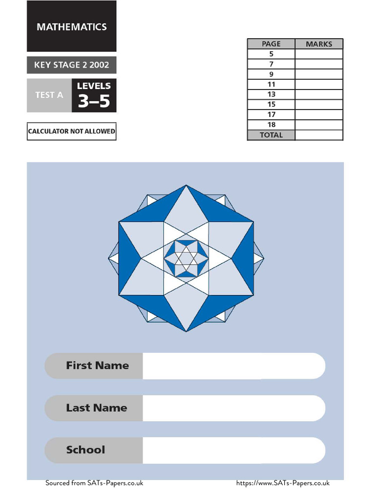 ks2 Mathematics 2002 Test A | PDF