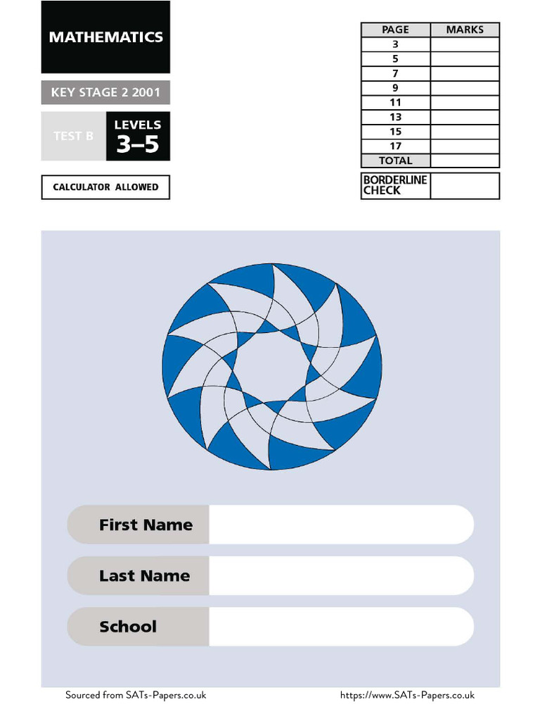 ks2 Mathematics 2001 Test B | PDF