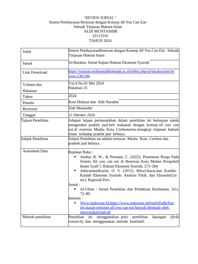 Review Jurnal Aldi Muntashir (22113216) | PDF