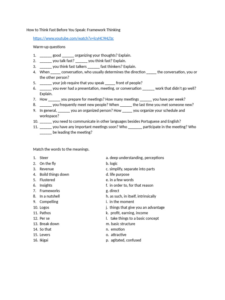 How To Think Fast Before You Speak | PDF | Thought | Career & Growth