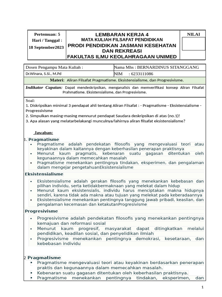 LK filsafat 4 dinus | PDF