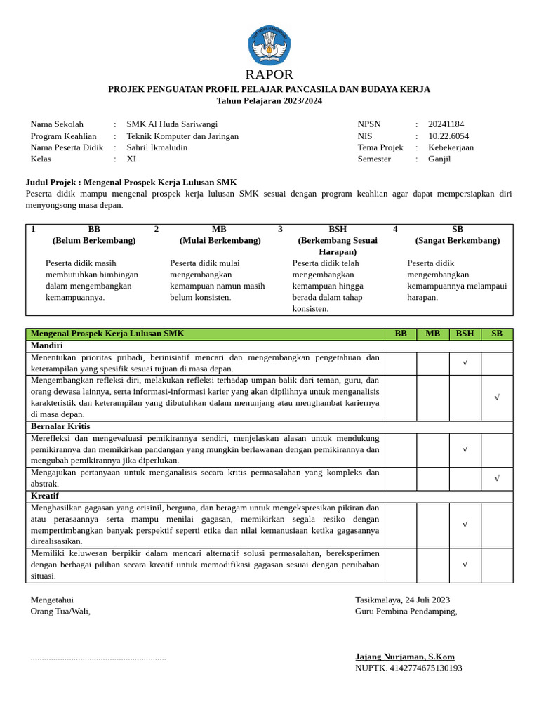Raport p5 Kelas Xi Akuntansi | PDF
