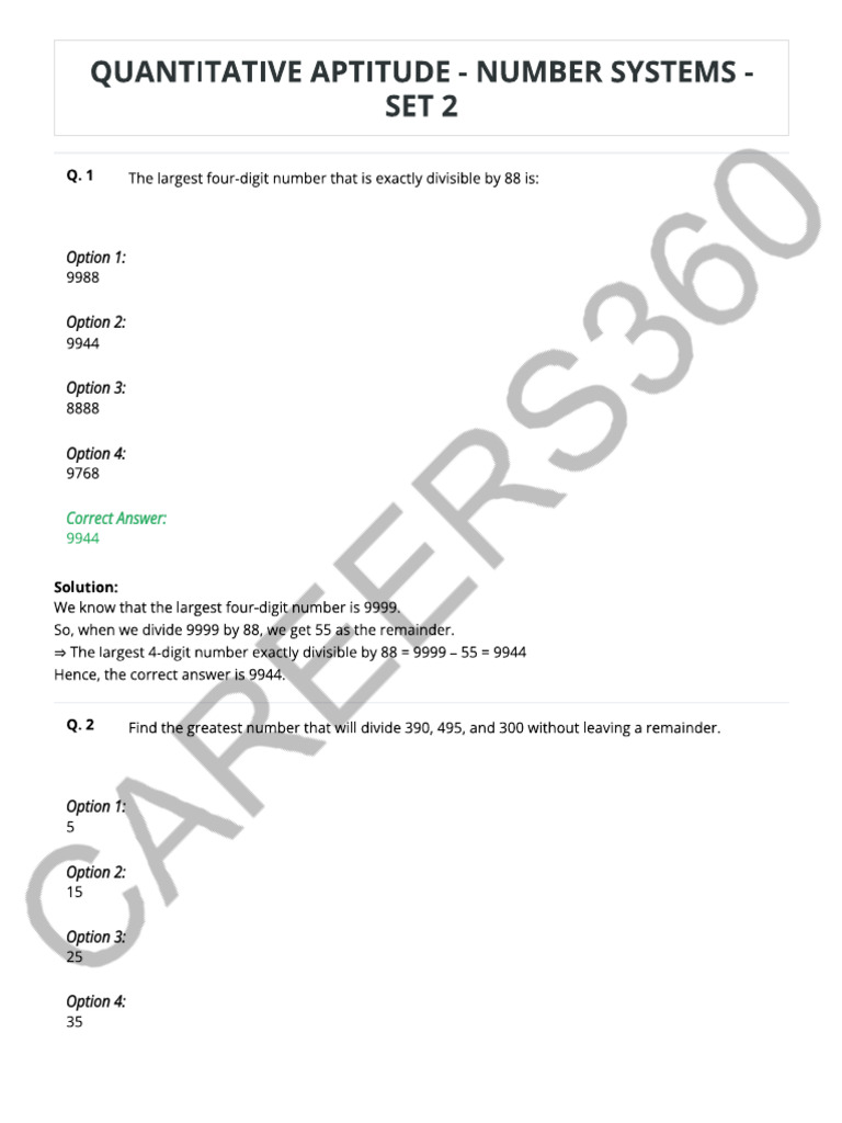 QUANTITATIVE_APTITUDE_-_NUMBER_SYSTEMS_-_SET_2_watermark | PDF