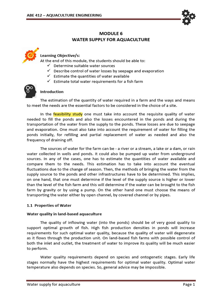 MODULE 6 - Aquaculture Engineering | PDF