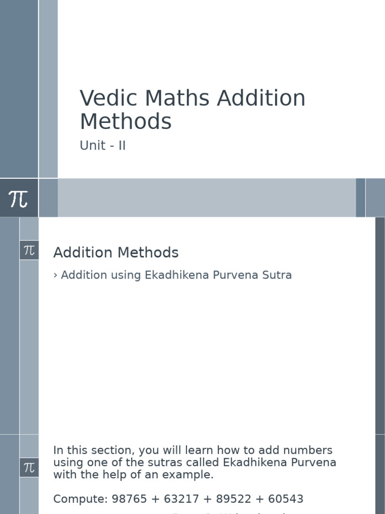 Vedic Maths Addition Methods | PDF